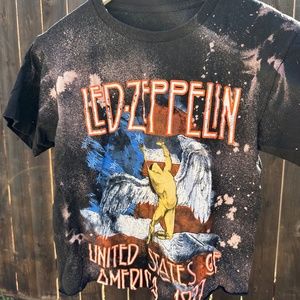 Tops | Custom Distressed Dyed Led Zeppelin Band T Shirt | Poshmark